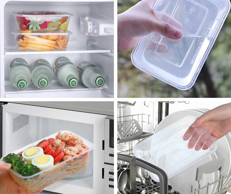 1500ml Disposable Plastic Transparent Rectangular Food Container ...